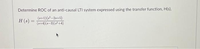 Solved Determine ROC of an anti-causal LTI system expressed | Chegg.com