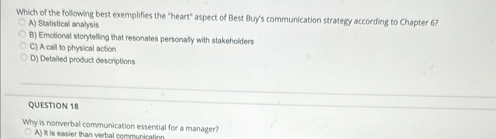 Solved Which of the following best exemplifies the "heart" | Chegg.com