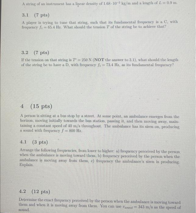 A string of an instrument has a linear density of | Chegg.com