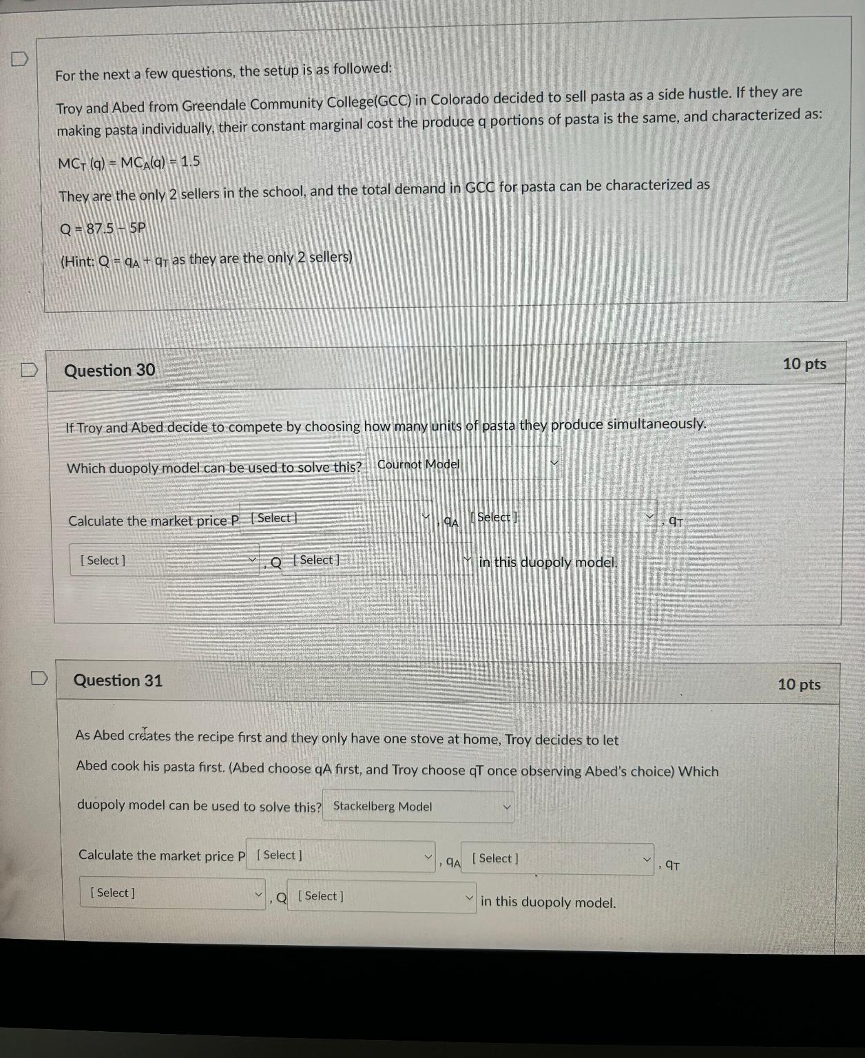 Solved For the next a few questions, the setup is as | Chegg.com