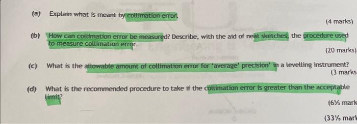 Solved (a) Explain what is meant by coltimation error: (4 | Chegg.com