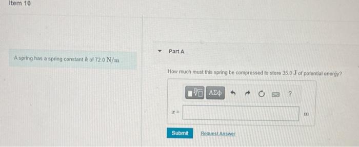 Solved A spring has a spring constant k ol 720 N/m How much | Chegg.com