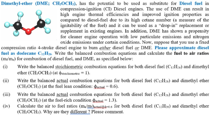 Solved Dimethyl-ether (DME; CH3OCH3), has the potential to | Chegg.com