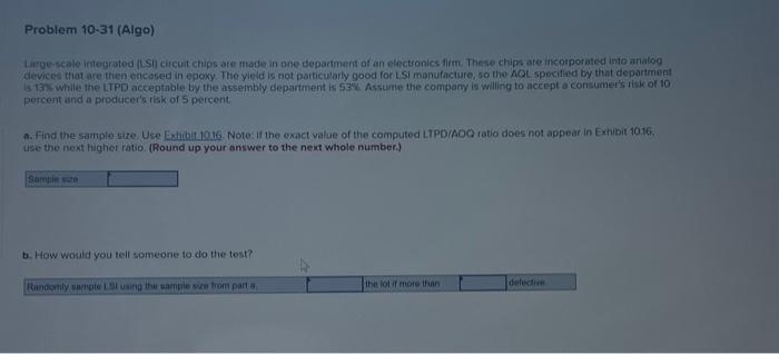 Solved Problem 10-31 (Algo) Large-scale integrated (LSI) | Chegg.com