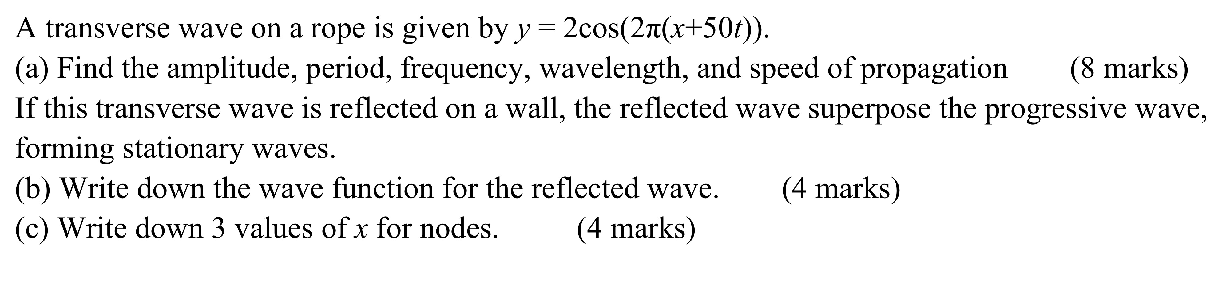 Solved A transverse wave on a rope is given by | Chegg.com