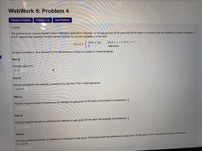 Solved WebWork 6: Problem 4 Previous Problem Problem List | Chegg.com