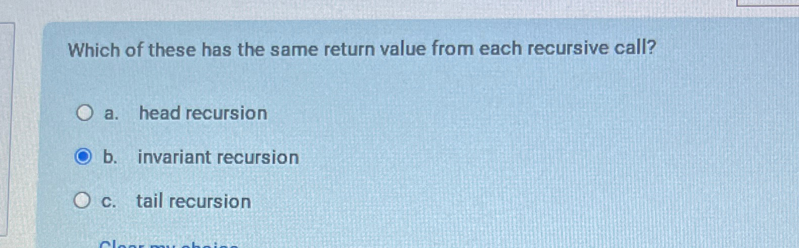 Solved Which of these has the same return value from each | Chegg.com
