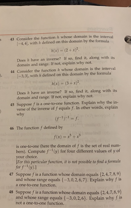 Solved 0 292 43 Consider the function h whose domain is the | Chegg.com