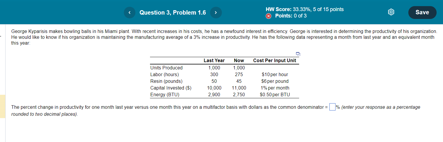Question 3, ﻿Problem 1.6HW Score: 33.33%,5 ﻿of 15 | Chegg.com