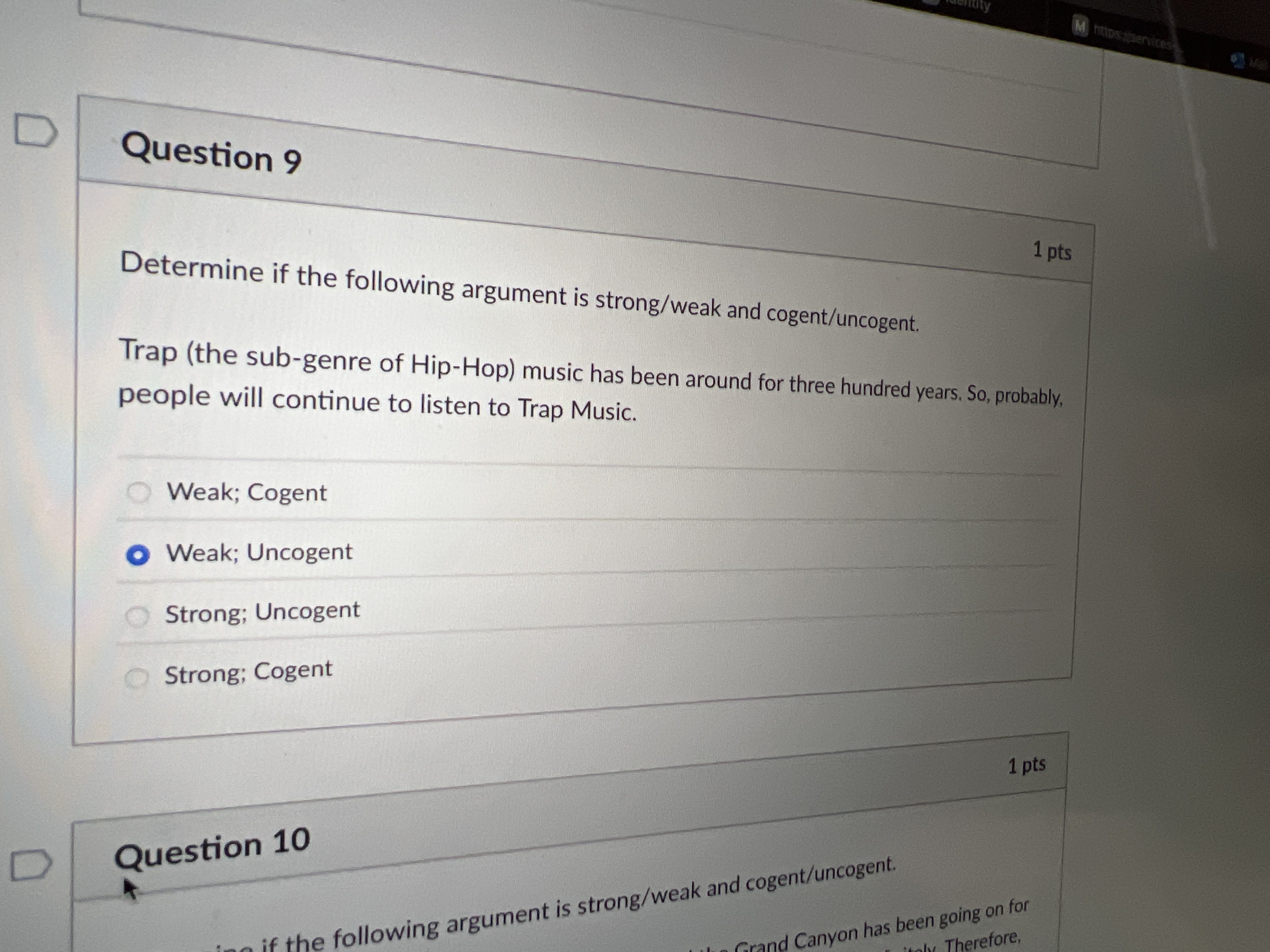 Solved Question 9Determine if the following argument is | Chegg.com