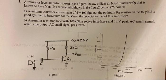 Solved 1. A transistor level amplifier shown in the figurel | Chegg.com