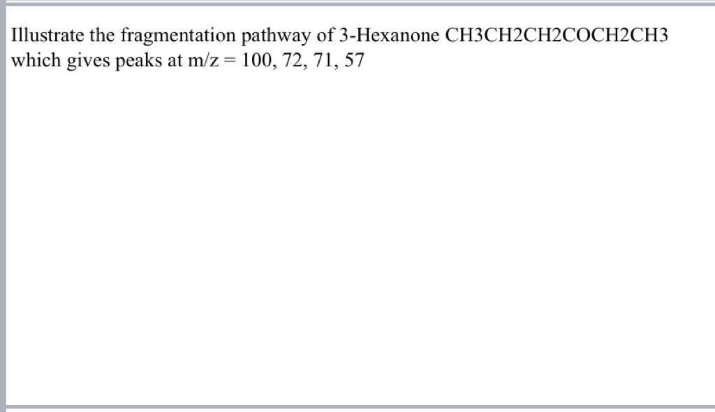 Solved Illustrate the fragmentation pathway of 3-Hexanone | Chegg.com