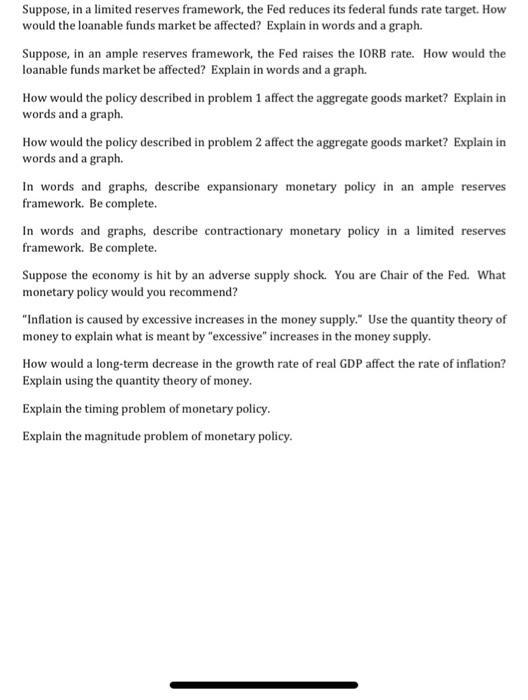 Solved Suppose, in a limited reserves framework, the Fed | Chegg.com