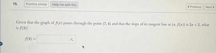 Solved Given that the graph of f(x) passes through the point | Chegg.com