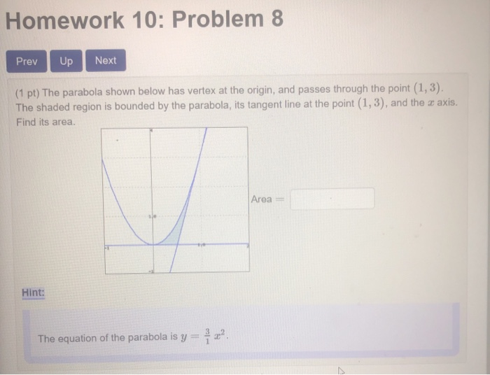 Solved Homework 10: Problem 8 Prev Up Next (1 pt) The | Chegg.com
