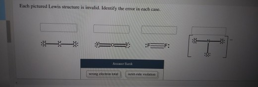Solved Each pictured Lewis structure is invalid. Identify | Chegg.com