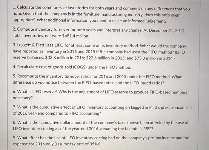Solved 1. Calculate the common-size inventories for both | Chegg.com