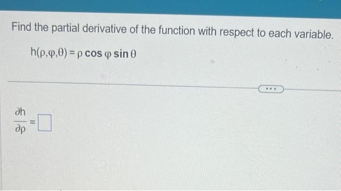 Solved Find the partial derivative of the function with | Chegg.com