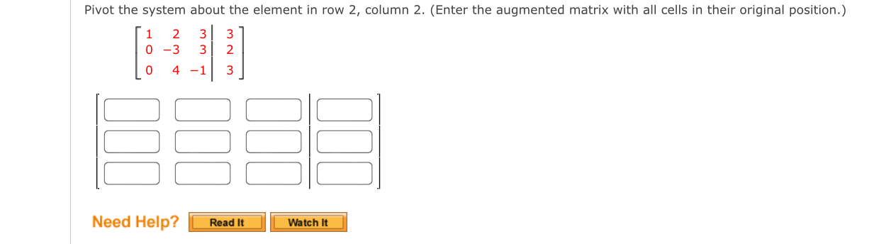 Solved Pivot The System About The Element In Row 2 ﻿column 2701