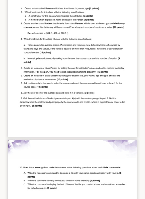 Solved 1. Create a class called Person which has 3 | Chegg.com