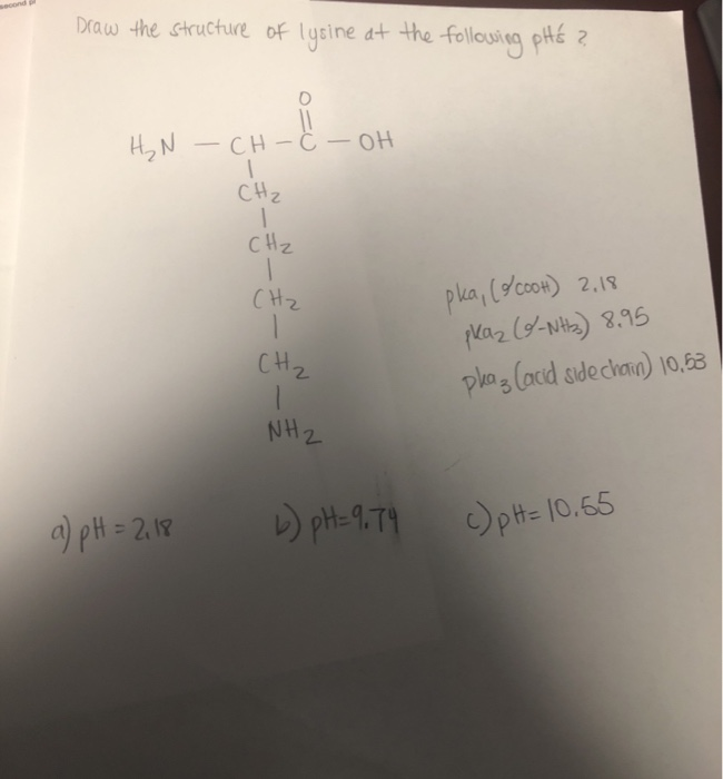 Solved Draw the structure of lysine at the following phó ? | Chegg.com