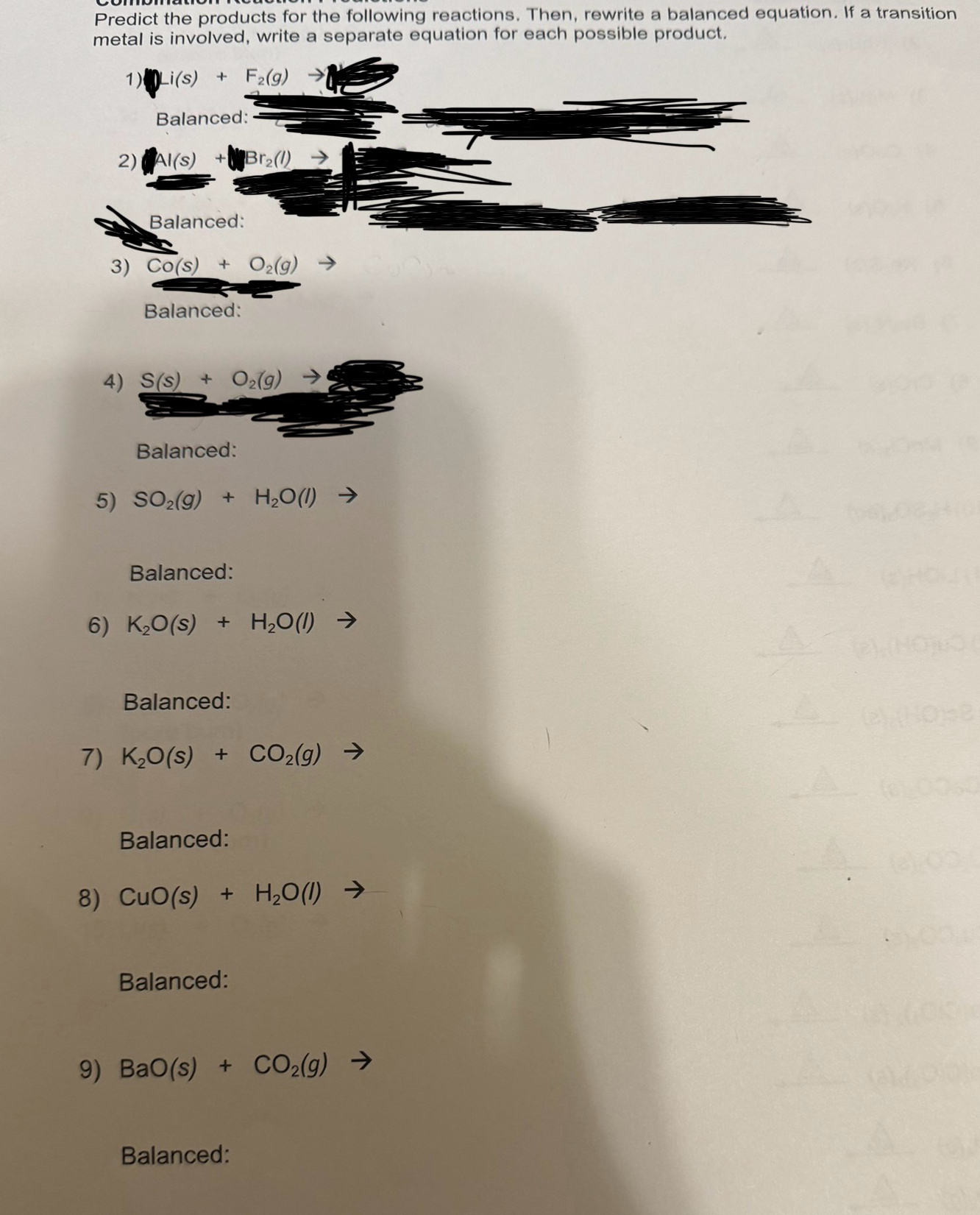 Solved Predict the products for the following reactions. | Chegg.com