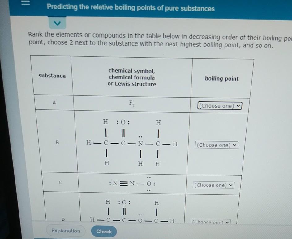 Solved = Predicting the relative boiling points of pure | Chegg.com