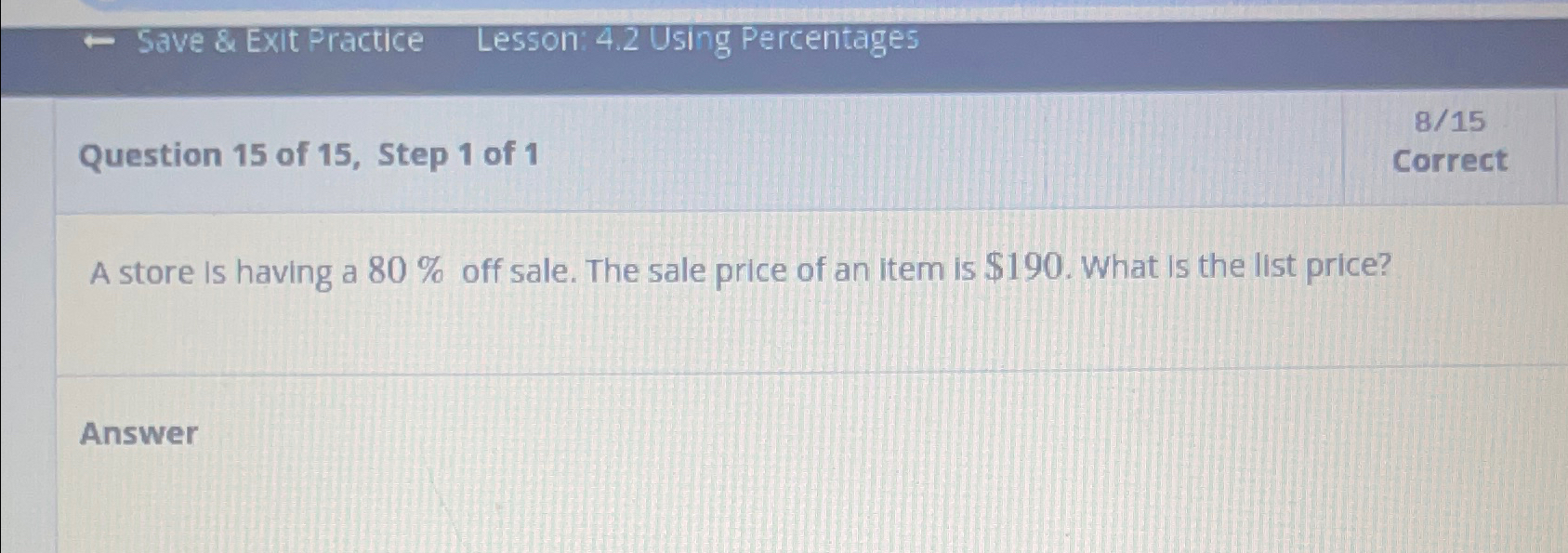 Solved Save & Exit PracticeLesson: 4.2 ﻿Using | Chegg.com