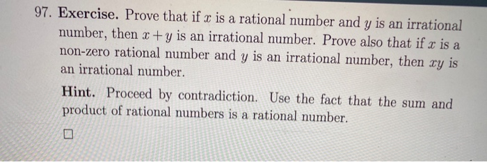 Solved 97. Exercise. Prove that if x is a rational number | Chegg.com