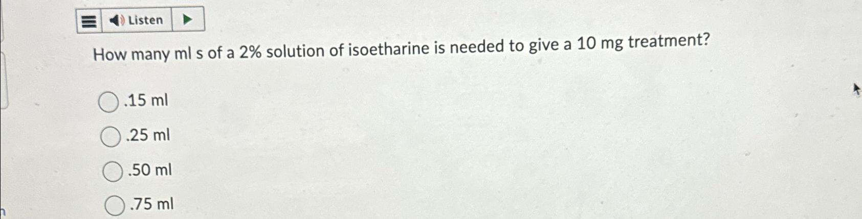 Solved How many mls ﻿of a 2% ﻿solution of isoetharine is | Chegg.com
