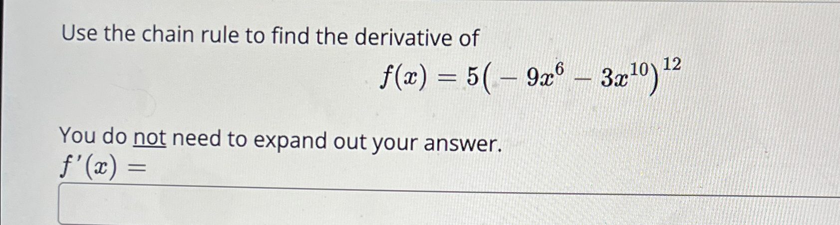 Solved Use the chain rule to find the derivative | Chegg.com