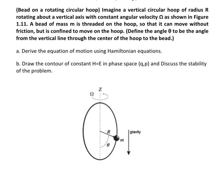 (Bead on a rotating circular hoop) Imagine a vertical | Chegg.com