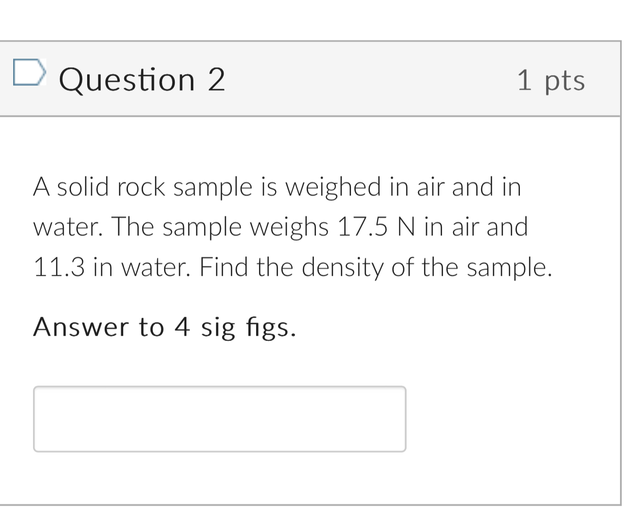 Solved Question 21 ﻿ptsA solid rock sample is weighed in air | Chegg.com
