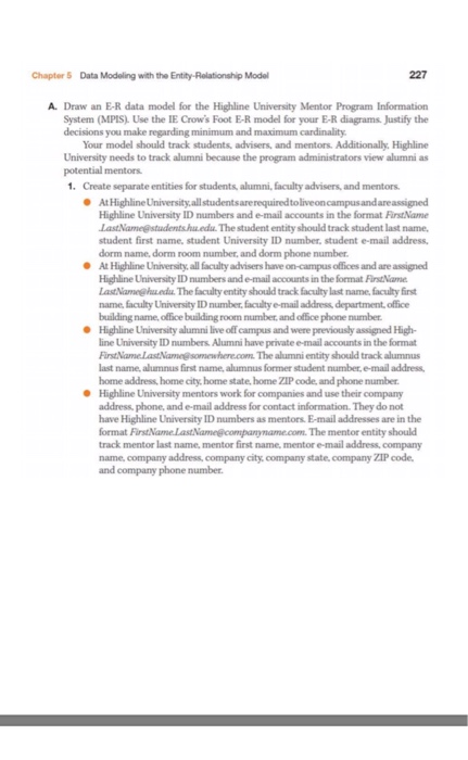 Chapter 5 Data Modeling with the Entity-Relationship | Chegg.com