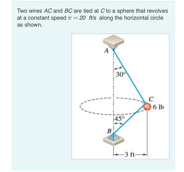 Solved Two wires AC and BC are tied at C to a sphere that | Chegg.com