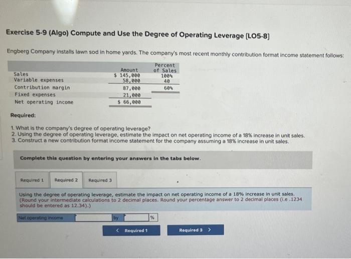 Solved Exercise 5-9 (Algo) Compute and Use the Degree of | Chegg.com