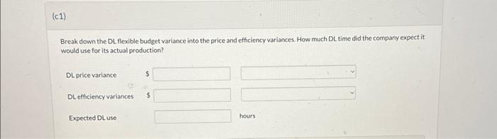 Solved (c1) Break down the DL flexible budget variance into | Chegg.com