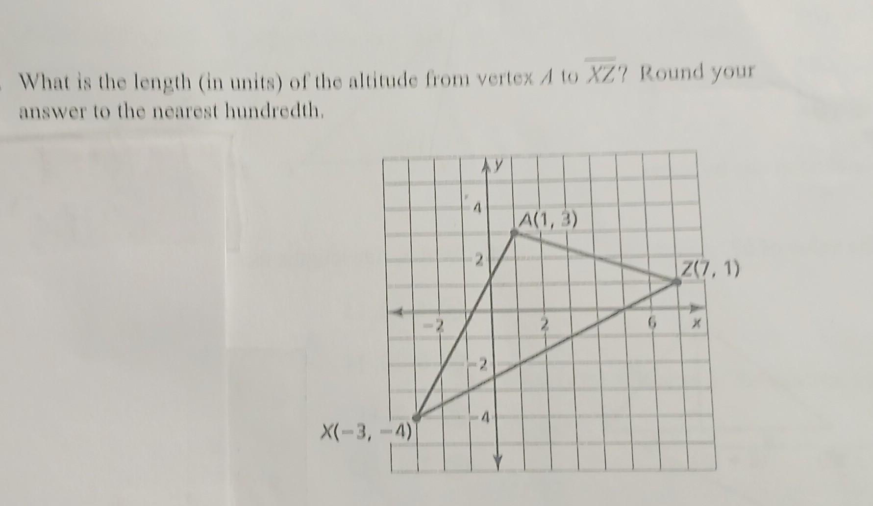 Solved What is the length (in units) of the altitude from | Chegg.com