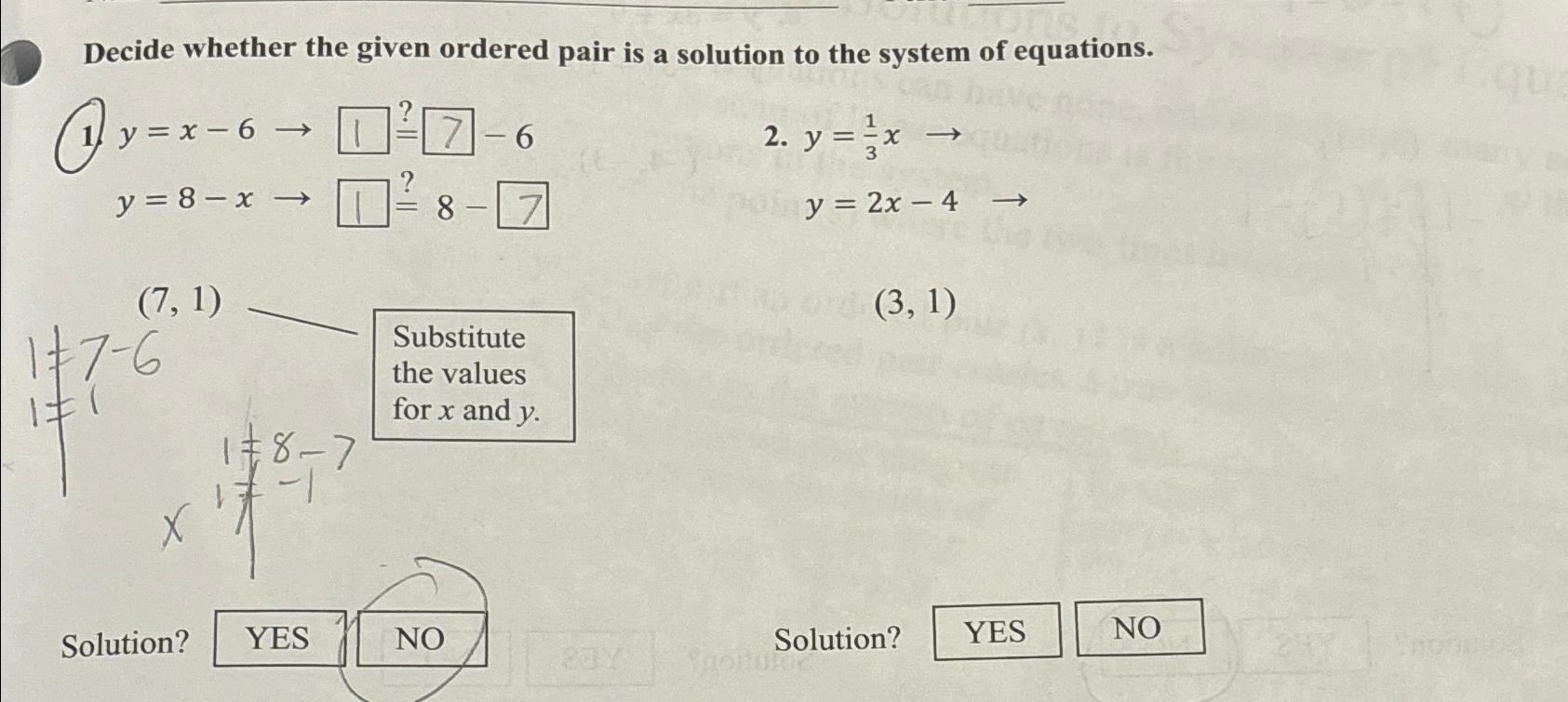 Solved Decide whether the given ordered pair is a solution | Chegg.com