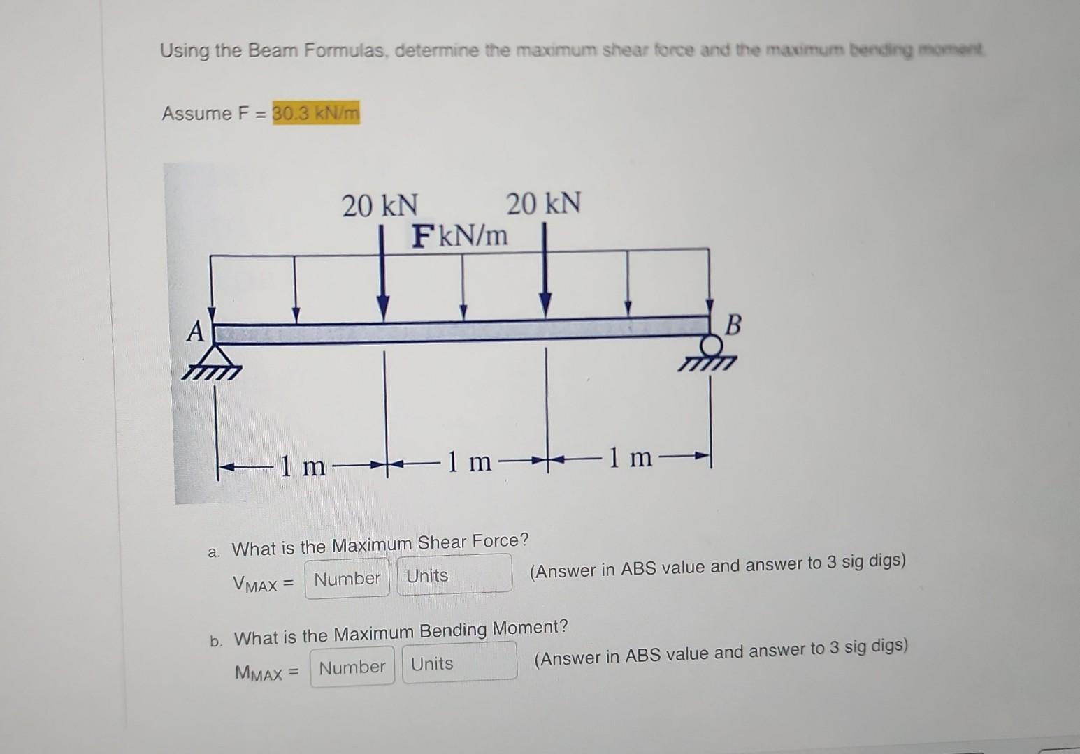 Solved Using the Beam Formulas, determine the maximum shear | Chegg.com