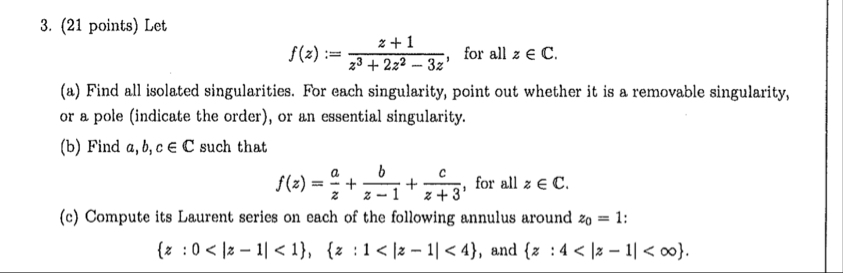 Solved (21 ﻿points) ﻿Letf(z):=z 1z3 2z2-3z, ﻿for all | Chegg.com