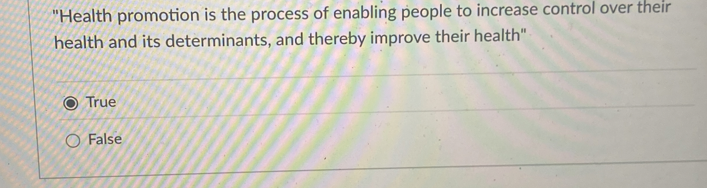 Solved "Health promotion is the process of enabling people | Chegg.com