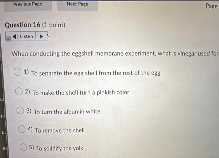 Solved Previous Page Next Page Page Question 16 (1 point) | Chegg.com