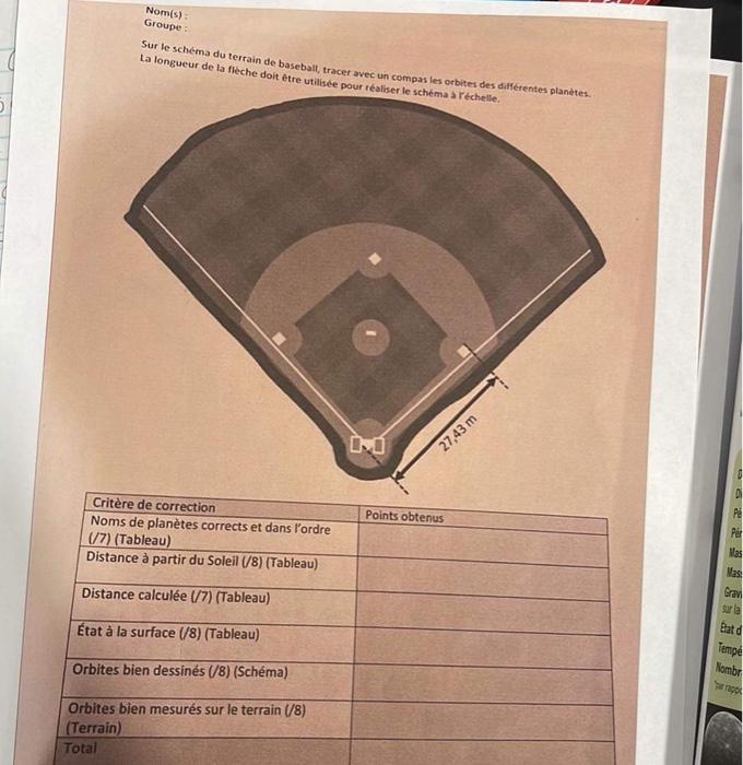 Sur te schema du terrain de baseball, tracer avec un | Chegg.com