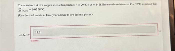 Solved The resistance R of a copper wire at temperature | Chegg.com