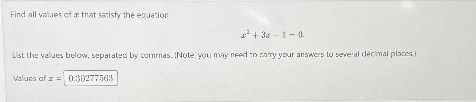 Solved Find all values of x ﻿that satisfy the | Chegg.com