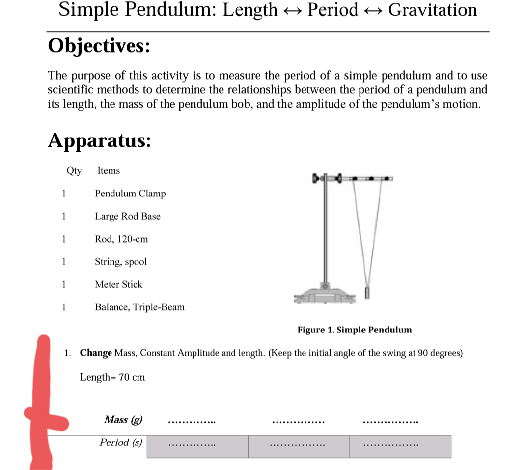 Solved Simple Pendulum: Length + Period + Gravitation | Chegg.com