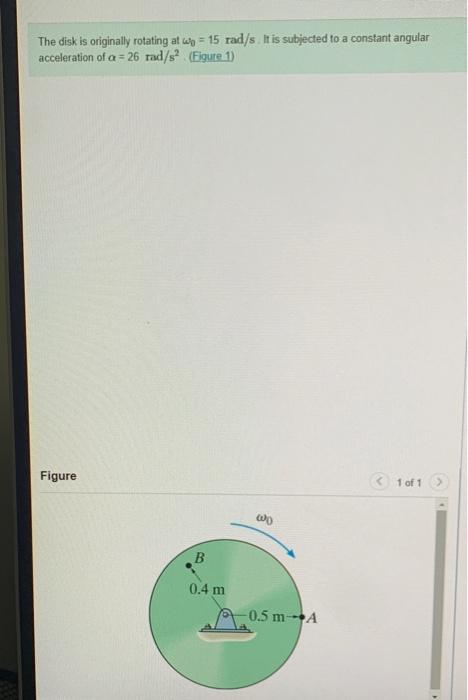 Solved The disk is originally rotating at y = 15 rad/s. It | Chegg.com
