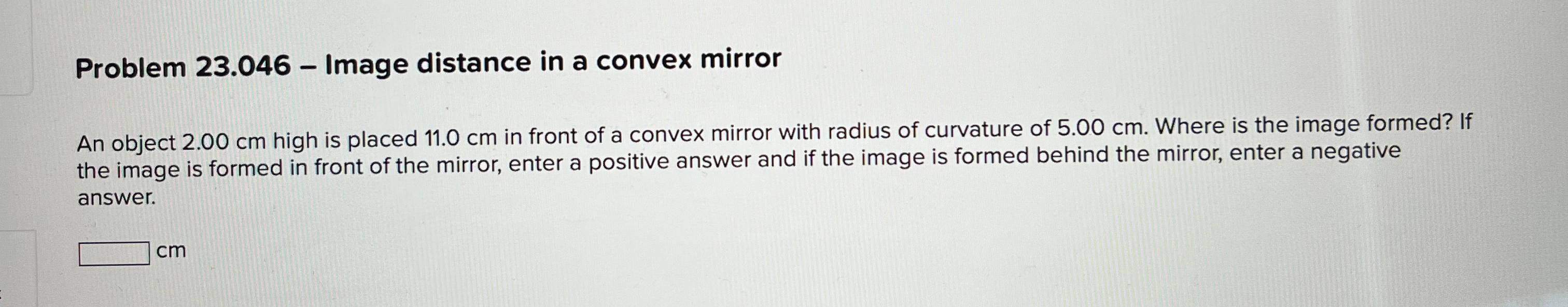 Solved Problem 23.046 - ﻿Image distance in a convex mirrorAn | Chegg.com