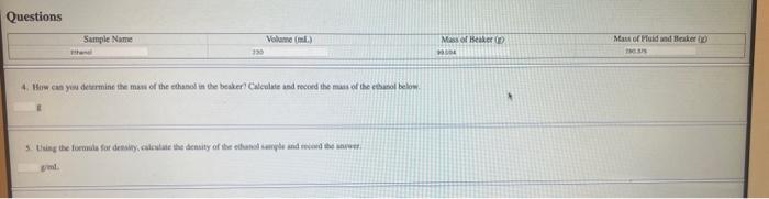 Solved sample name: plasticMass (g) : 15.959Volume of Fluid | Chegg.com